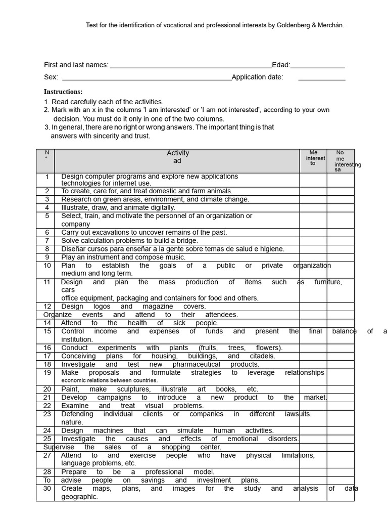 Goldenberg and Merchan Vocational Test Converted | PDF | Engineering ...