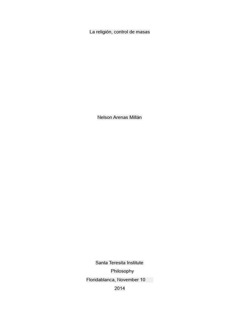 Religion, As A Means of Mass Control | PDF | Spirituality