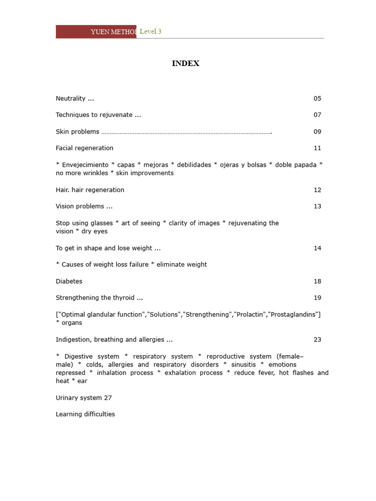 Yuen Method Manual 3 INDEX | PDF | Heart | Respiratory System