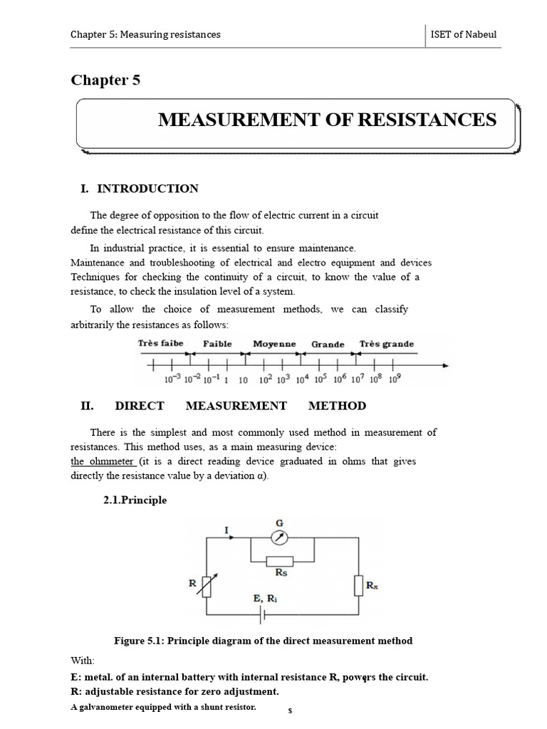 Chapter 5 Measurement of Resistances | PDF | Voltage | Resistor