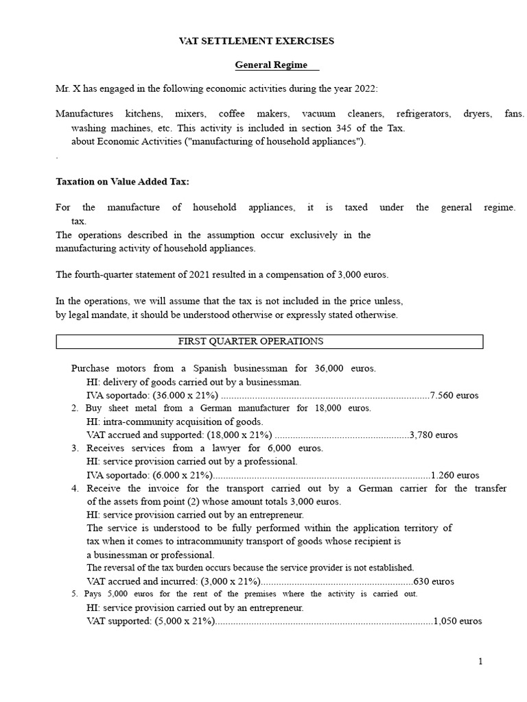Complete Vat Settlement Exercise For 4 Quarters and Form 303 | PDF ...