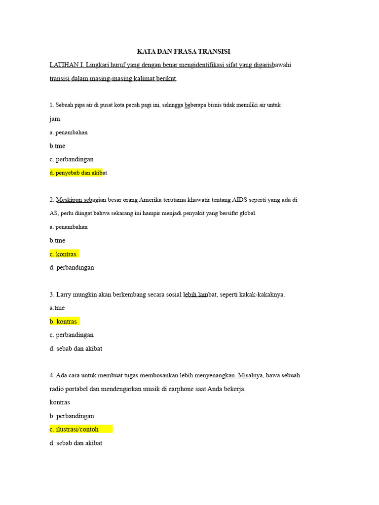 Tanda Transisi Latihan | PDF