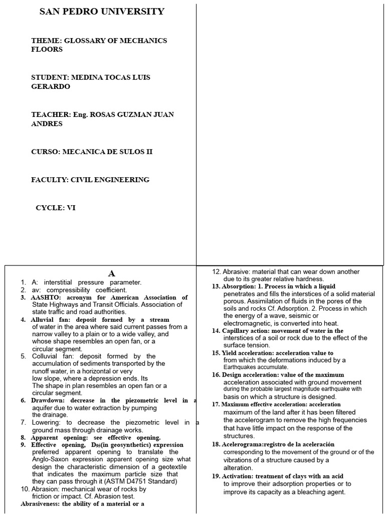 soil mechanics terms. | PDF | Lime (Material) | Aquifer