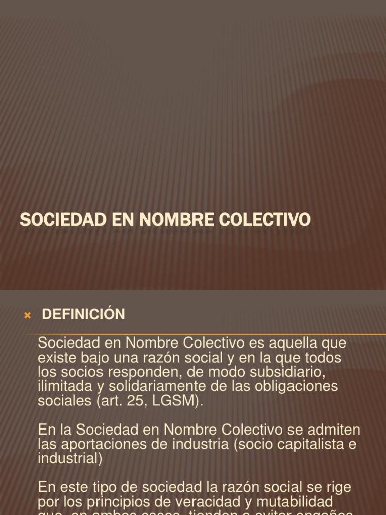 Sociedad en Nombre Colectivo | PDF | Liquidación | Gobierno