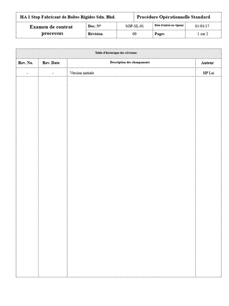 Procédure d'Examen de Contrat SOP-SL-01 | PDF | Commercialisation