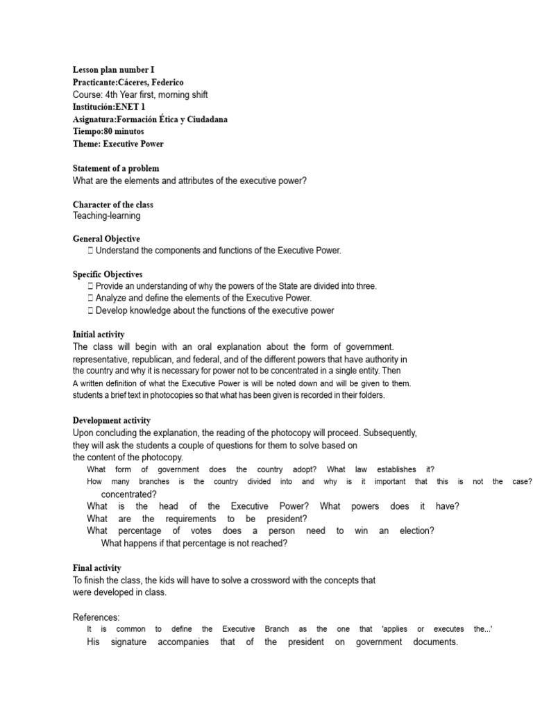 Executive Power Lesson Plan | PDF | United States Congress | American ...