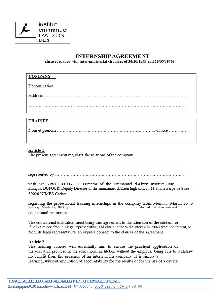 Internship Agreement For Second Year | PDF | Internship | Job Hunting