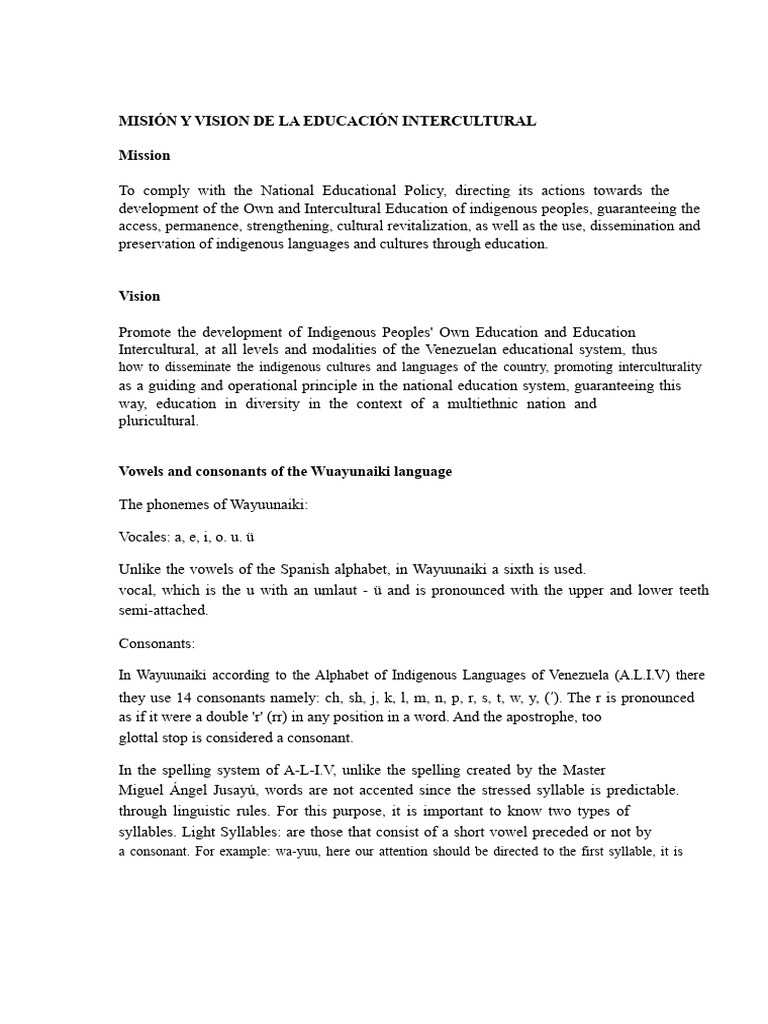 Mission and Vision of Intercultural Education | PDF | Syllable | Consonant