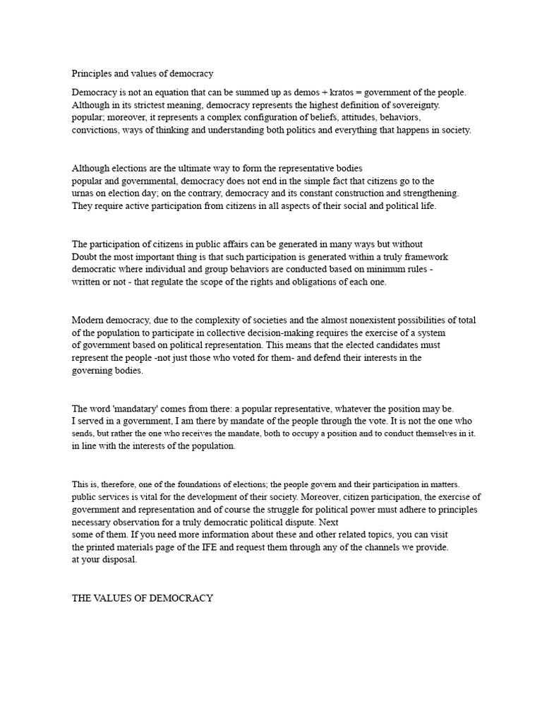 Core Values of Democracy Explained | PDF | Democracy | Political Ideologies