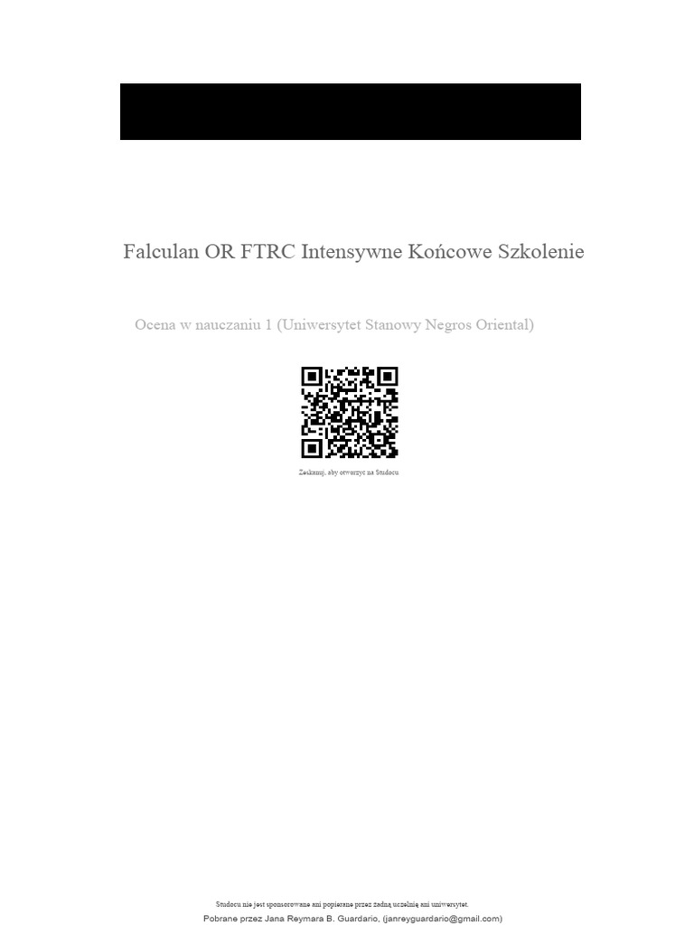 Falculan Lub FTRC Intensywne Finalne Szkolenie | PDF