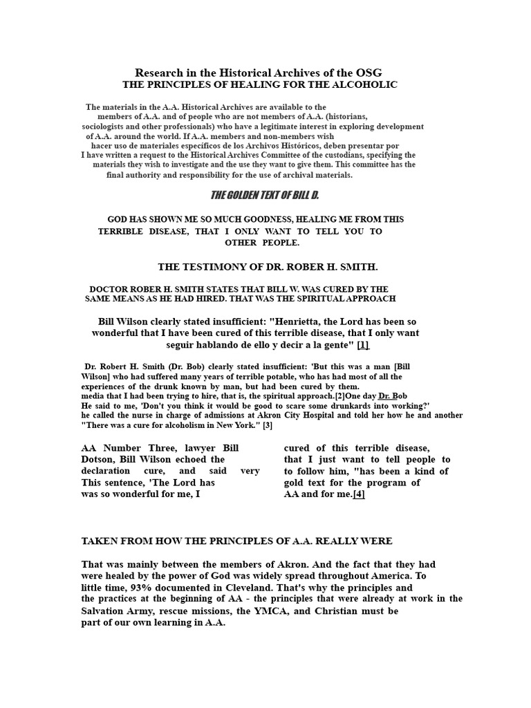 The Principles of Healing in Aa. | PDF | Alcoholics Anonymous | Bill W.