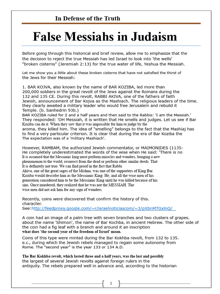 False Messiahs in Jewish History | PDF | Messiah | Jesus