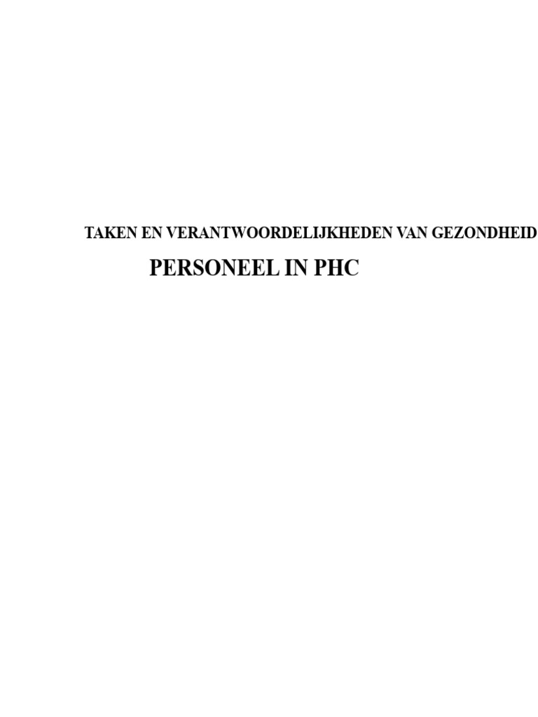 Taken Van Gezondheidspersoonnel in de Eerste Lijn Zorg | PDF