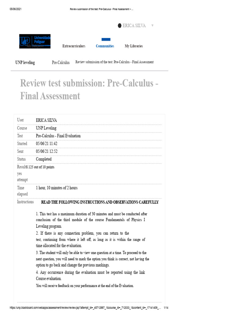Pre-Calculus Final Assessment Review | PDF | Function (Mathematics ...
