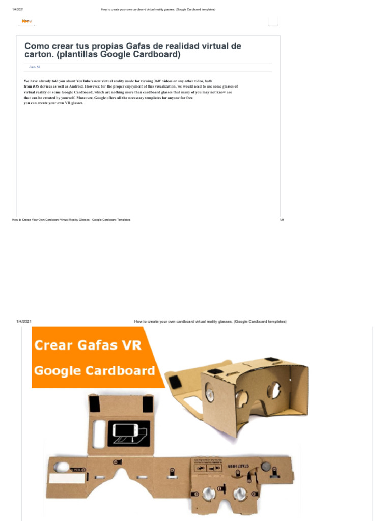 How To Create Your Own Cardboard Virtual Reality Glasses. (Google ...