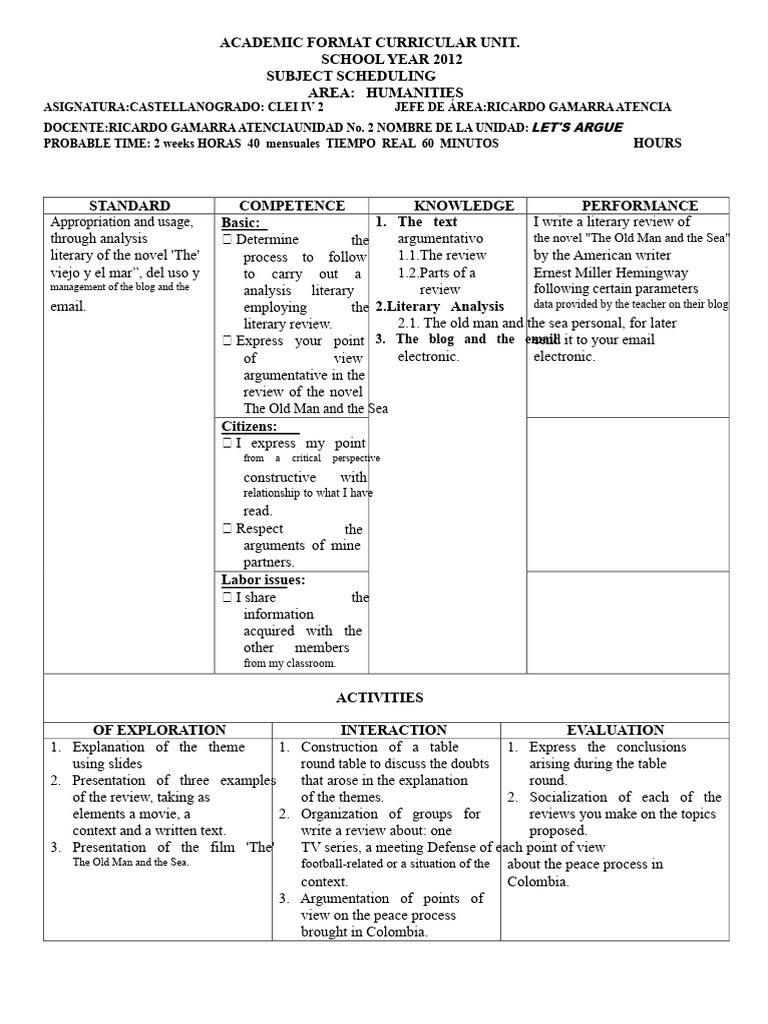 Academic Format Curricular Unit | PDF | Learning | Human Communication