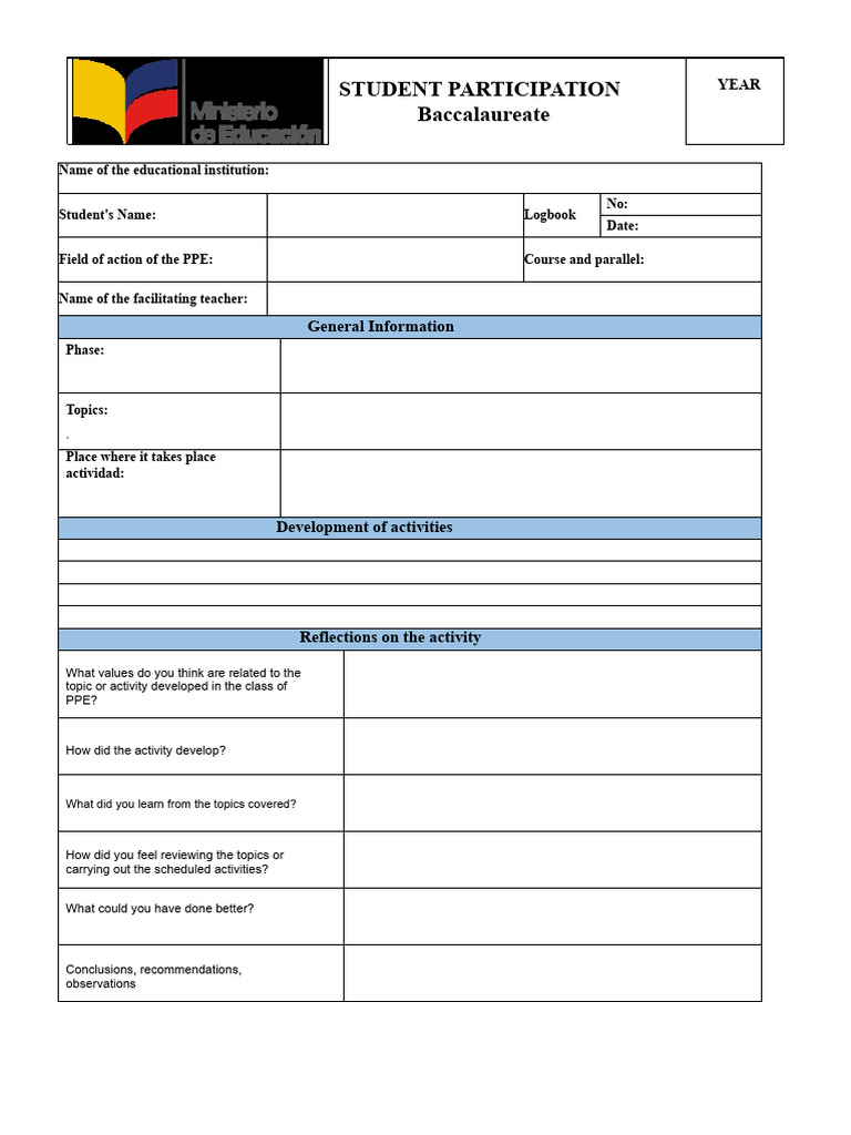 Student Participation Logbook Template | PDF