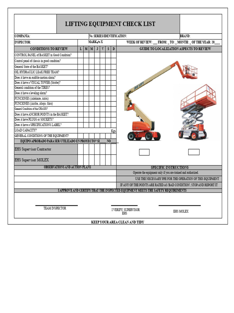 Lifting Equipment Safety Checklist | PDF
