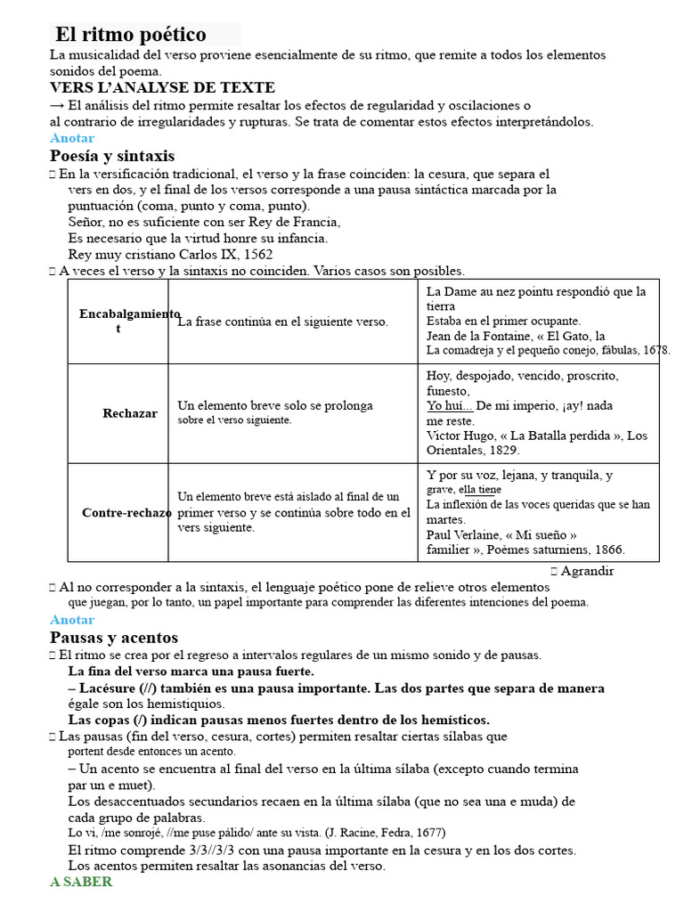Análisis del ritmo en la poesía | PDF | Poesía | Ritmo