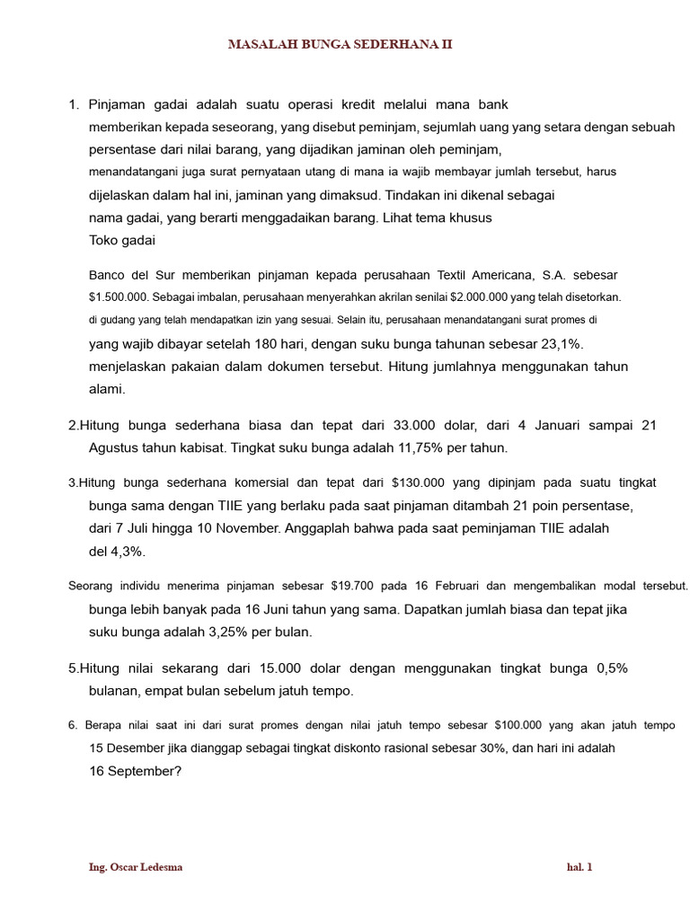 Latihan_Bunga_Sederhana_II | PDF