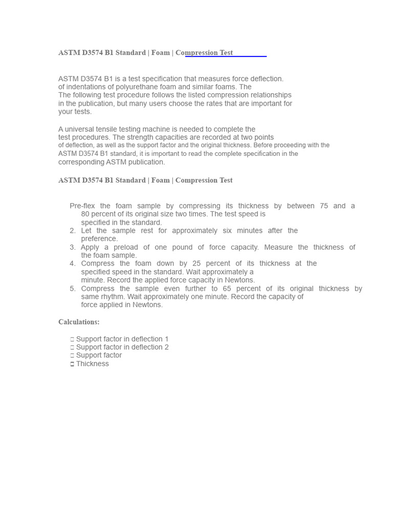 ASTM D3574 B1 Standard | PDF | Polystyrene | Polyurethane
