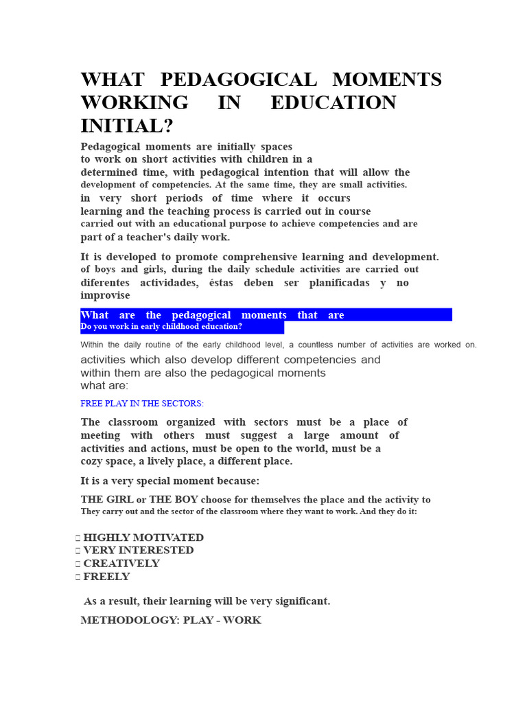 Understanding Pedagogical Moments in Education | PDF | Pedagogy | Learning