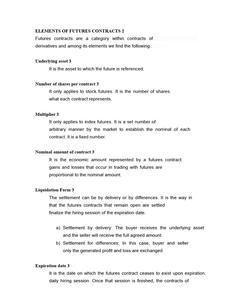 Key Elements of Futures Contracts | PDF | Futures Contract | Hedge ...