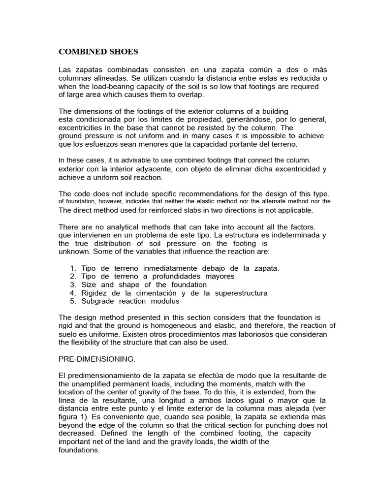 Predimensioning and Design of Combined Footings | PDF | Column | Mechanical Engineering