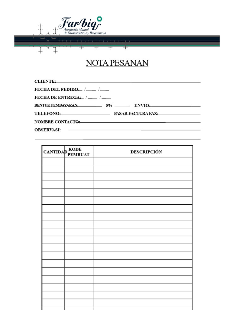 Nota Pesanan 2010 | PDF