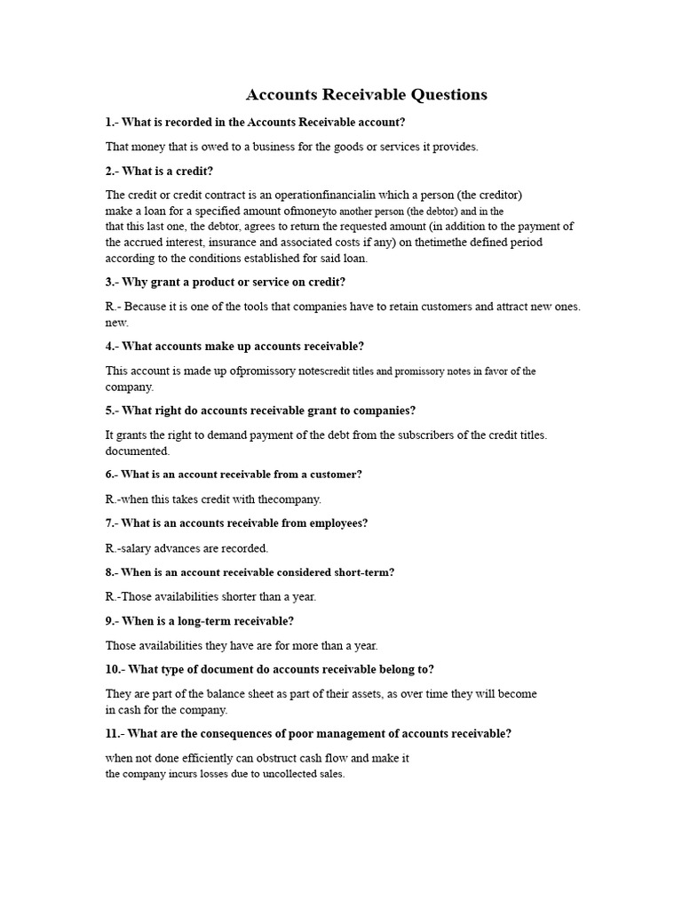 Accounts Receivable Questions | PDF | Promissory Note | Financial Services