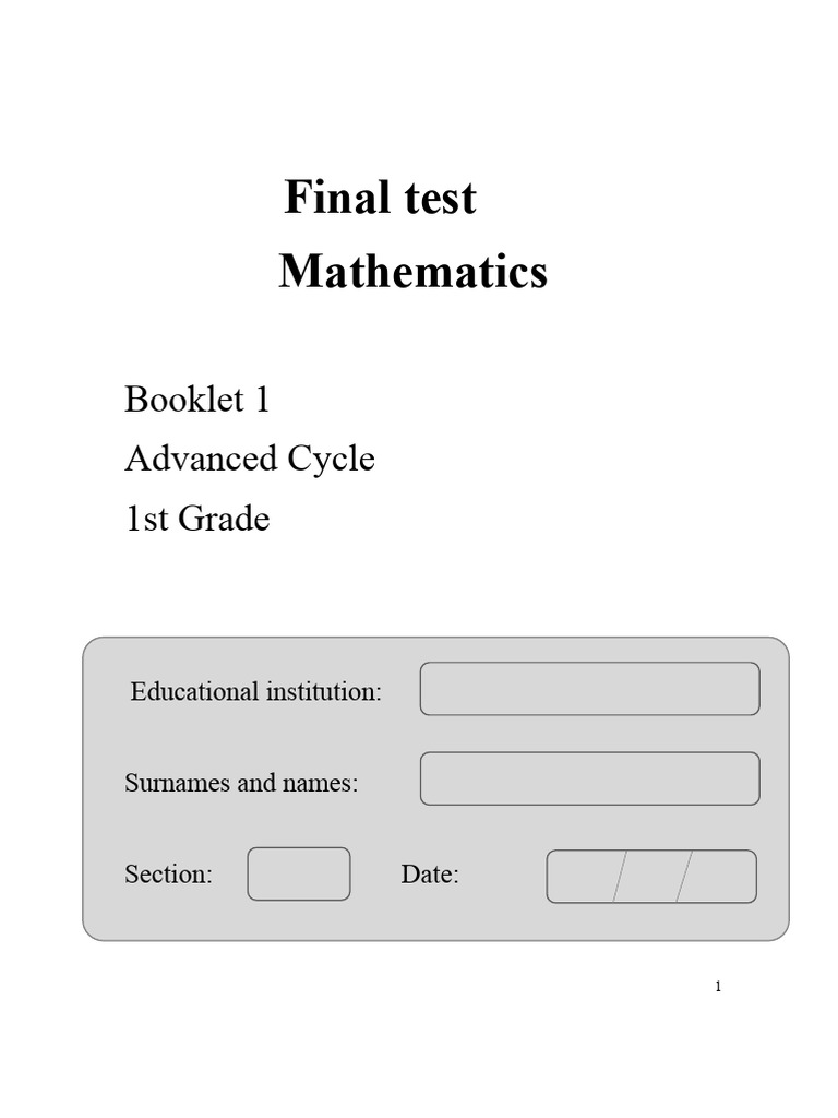 1st Grade Advanced Math Test | PDF