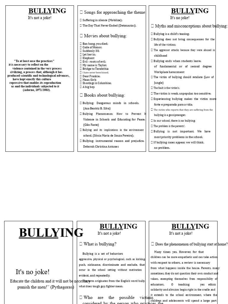 Bullying Brochure | PDF | Bullying | Violence