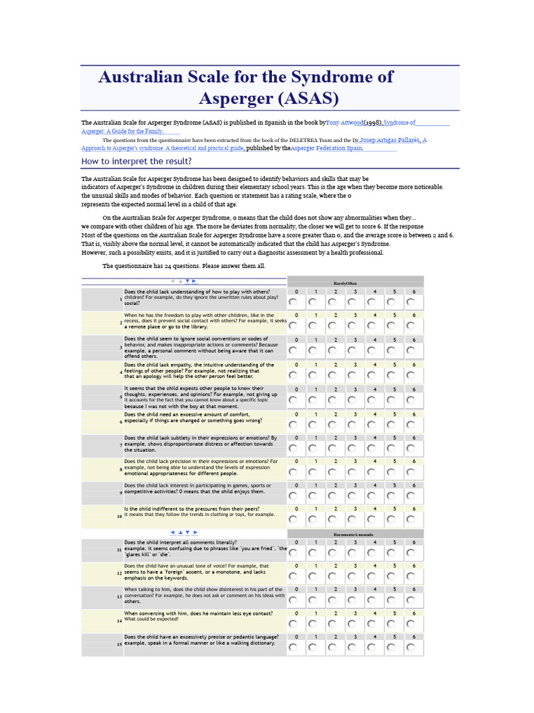 Australian Asperger Syndrome Scale Guide | PDF | Asperger Syndrome ...