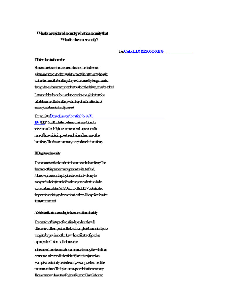 Understanding Registered and Bearer Securities | PDF | Securities ...