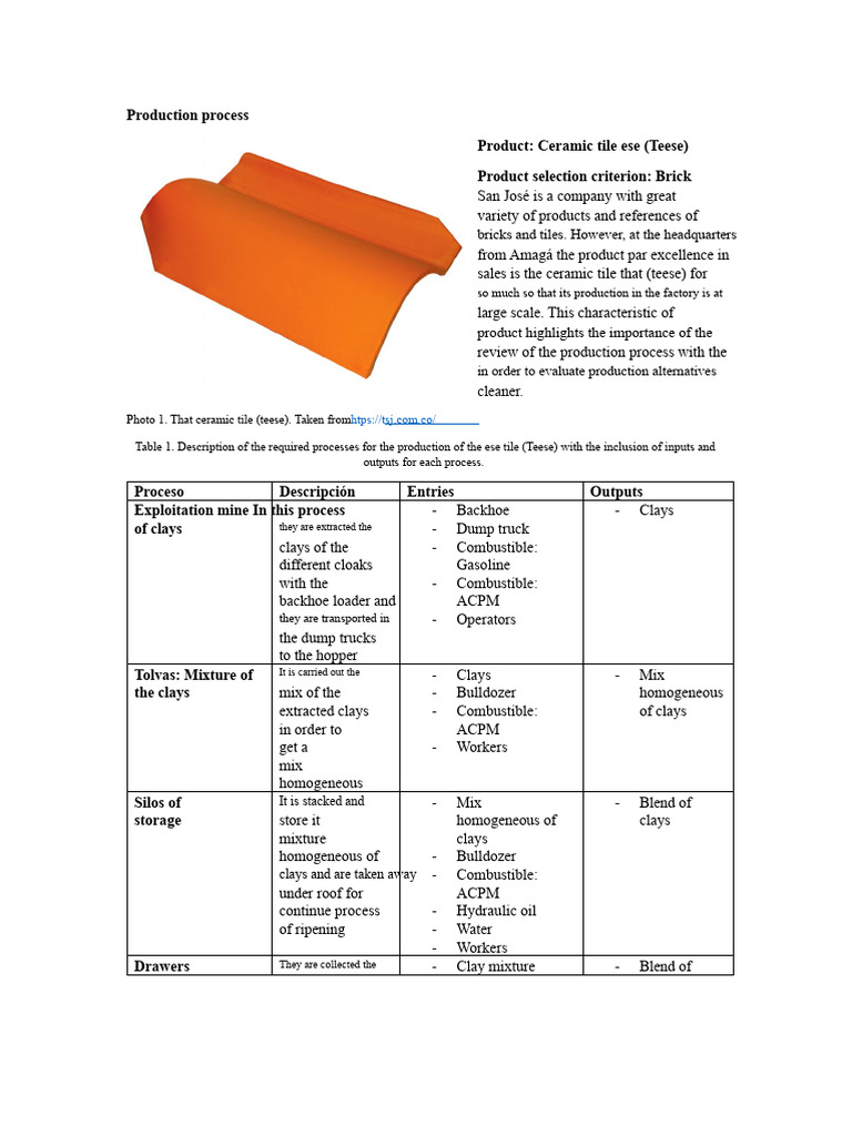 Ceramic Tile Production Process Overview | PDF | Extrusion | Clay