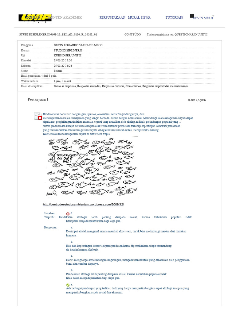Kuesioner Unit II Studi Disipliner II | PDF