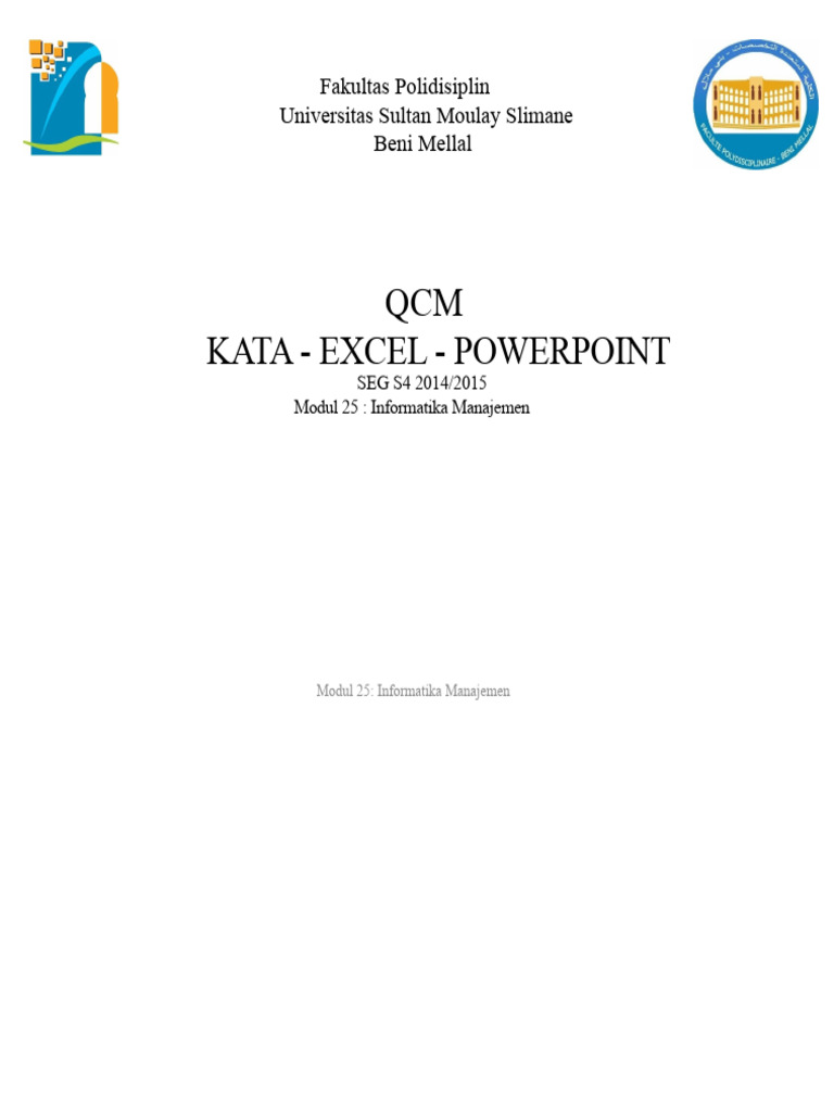 QCM - Microsoft Word - Excel - PowerPoint | PDF