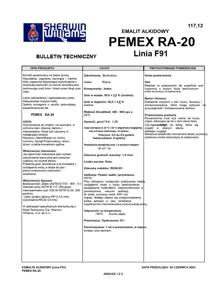 bol-techniczny PEMEX RA20 | PDF