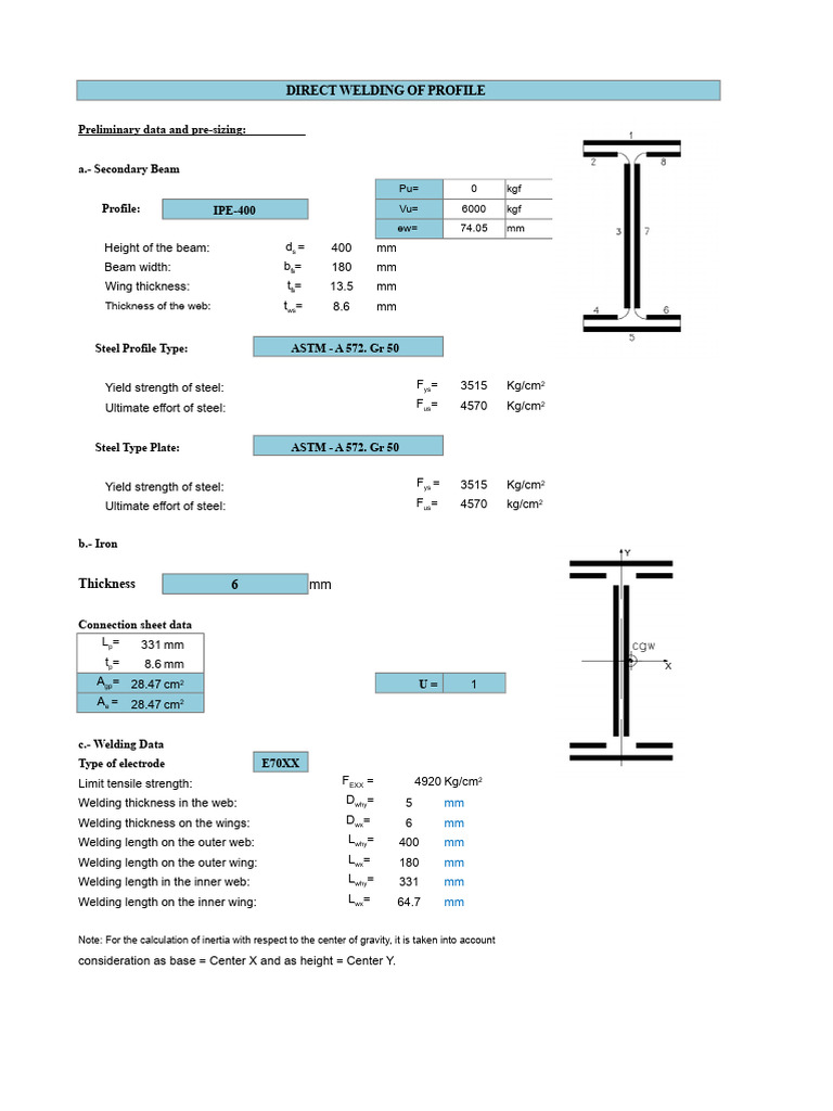 Direct Welding Design for IPE-400 Beam | PDF | Welding | Construction