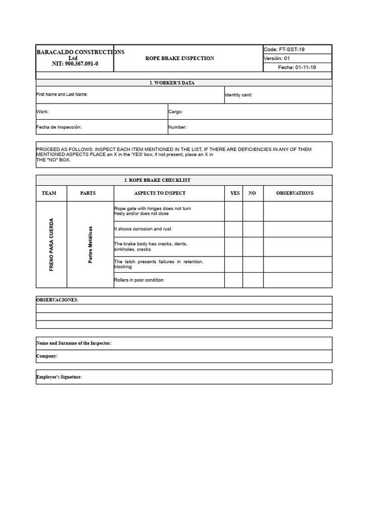 Rope Brake Inspection | PDF
