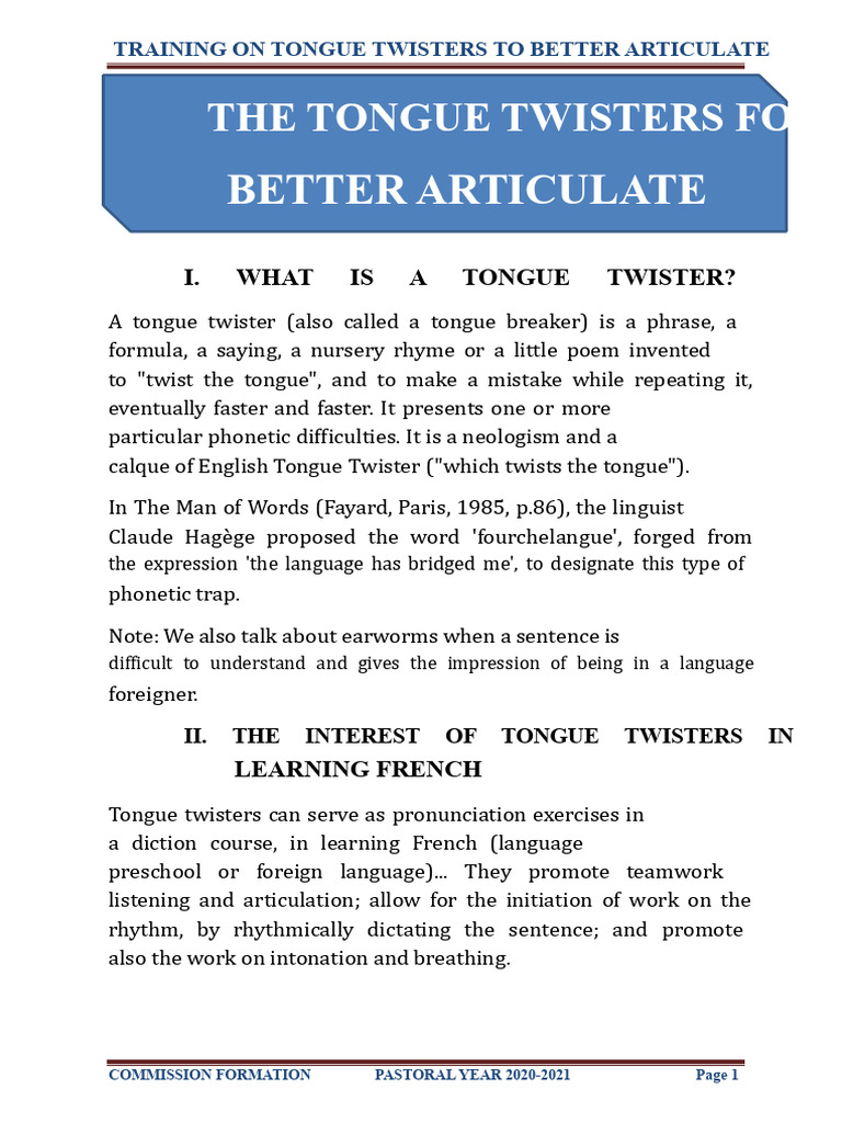 Tongue Twisters for French Articulation | PDF | Phonetics | Word