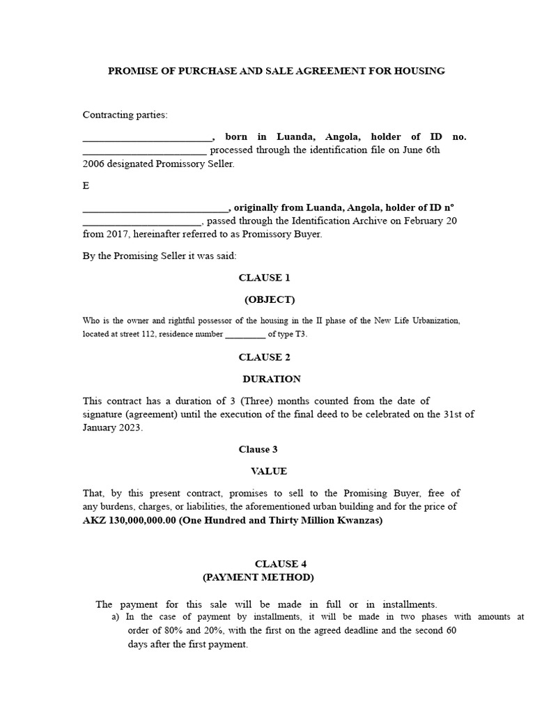 Promise of Purchase and Sale Contract | PDF | Civil Law (Legal System ...