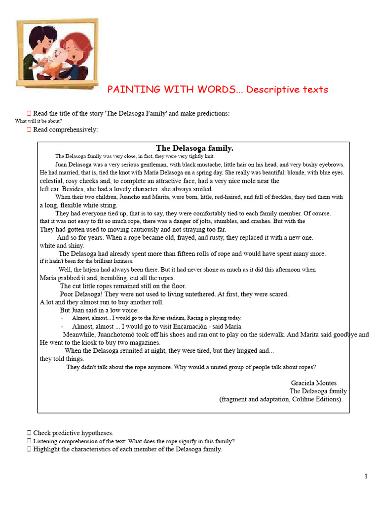 THE PORTRAIT Descriptive Text | PDF | Subject (Grammar) | Predicate ...