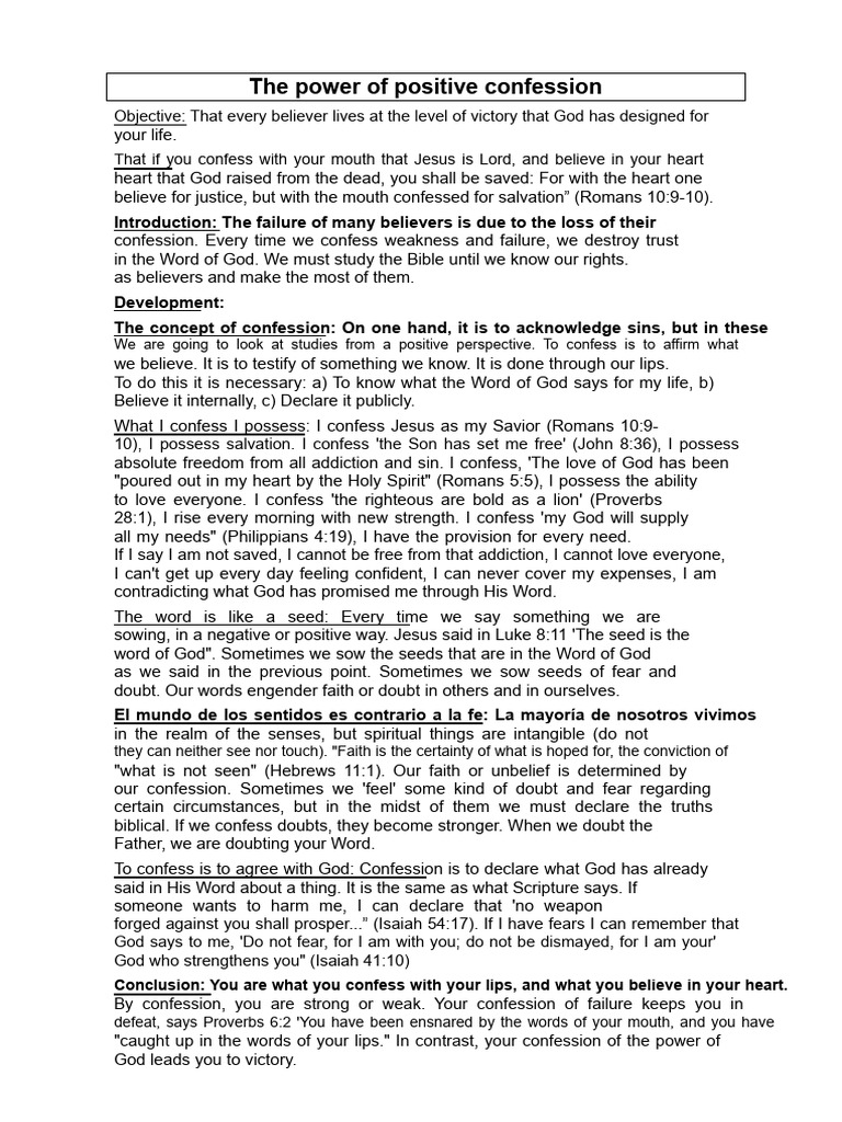 Power of Positive Confession in Faith | PDF | Salvation | Confession ...
