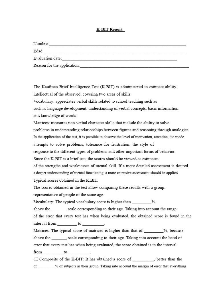 Kbit Report Pdf Behavioural Sciences Cognitive Psychology