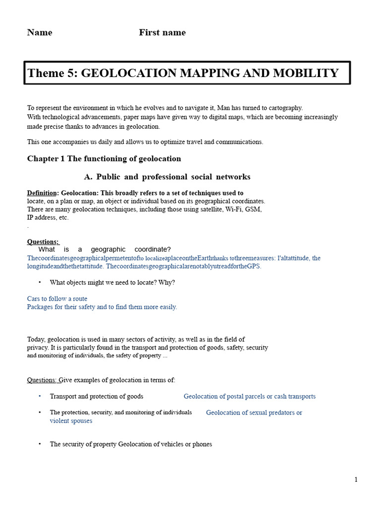 SNT Course T4 Geolocation Chapter 1 Correction | PDF | Global Positioning System | Longitude