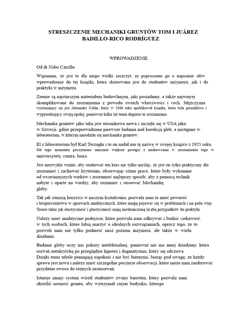 Streszczenie Mechaniki Gruntów Tom I Juárez Badillo | PDF