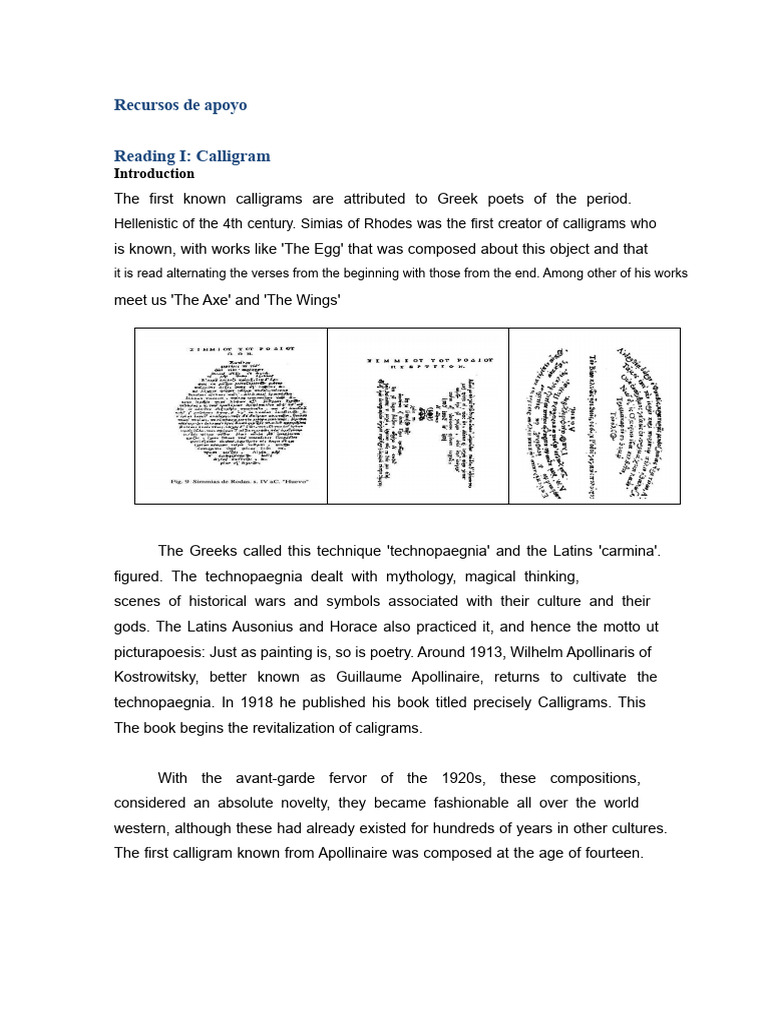 Reading of The Caligram | PDF | Poetry | Word