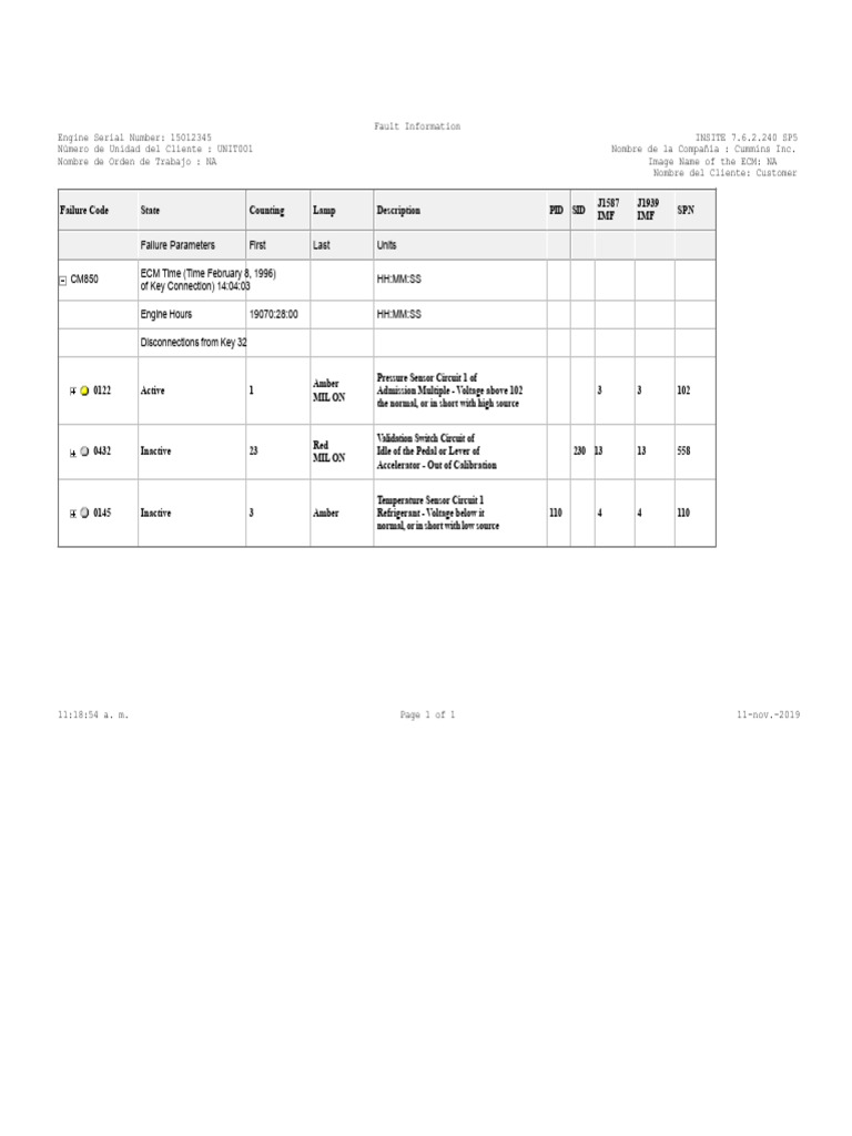 Example of Cummins Diesel Report | PDF | Electrical Components ...