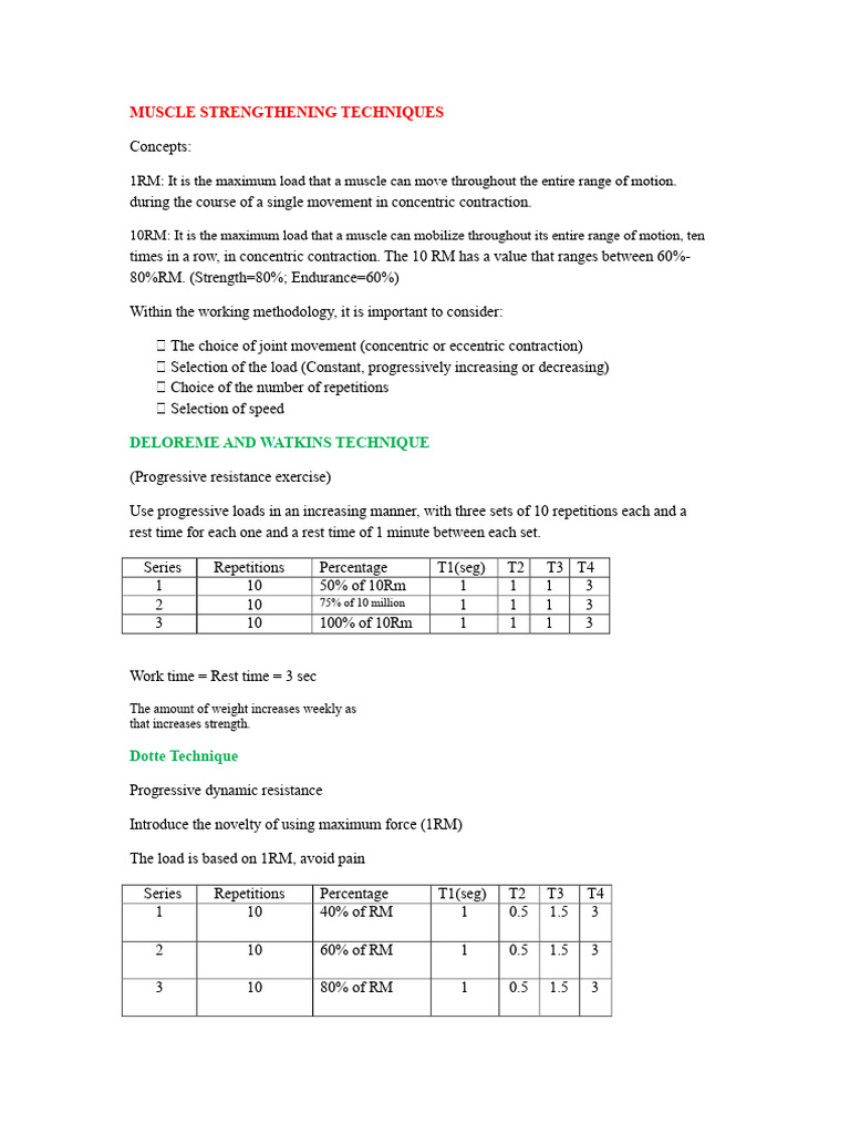 Muscle Strengthening Techniques Guide | PDF | Strength Training ...